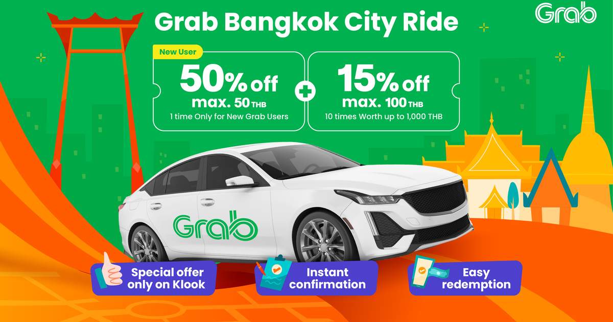 [Klook Exclusive] Grab Bangkok City Ride Voucher Packs - Klook India